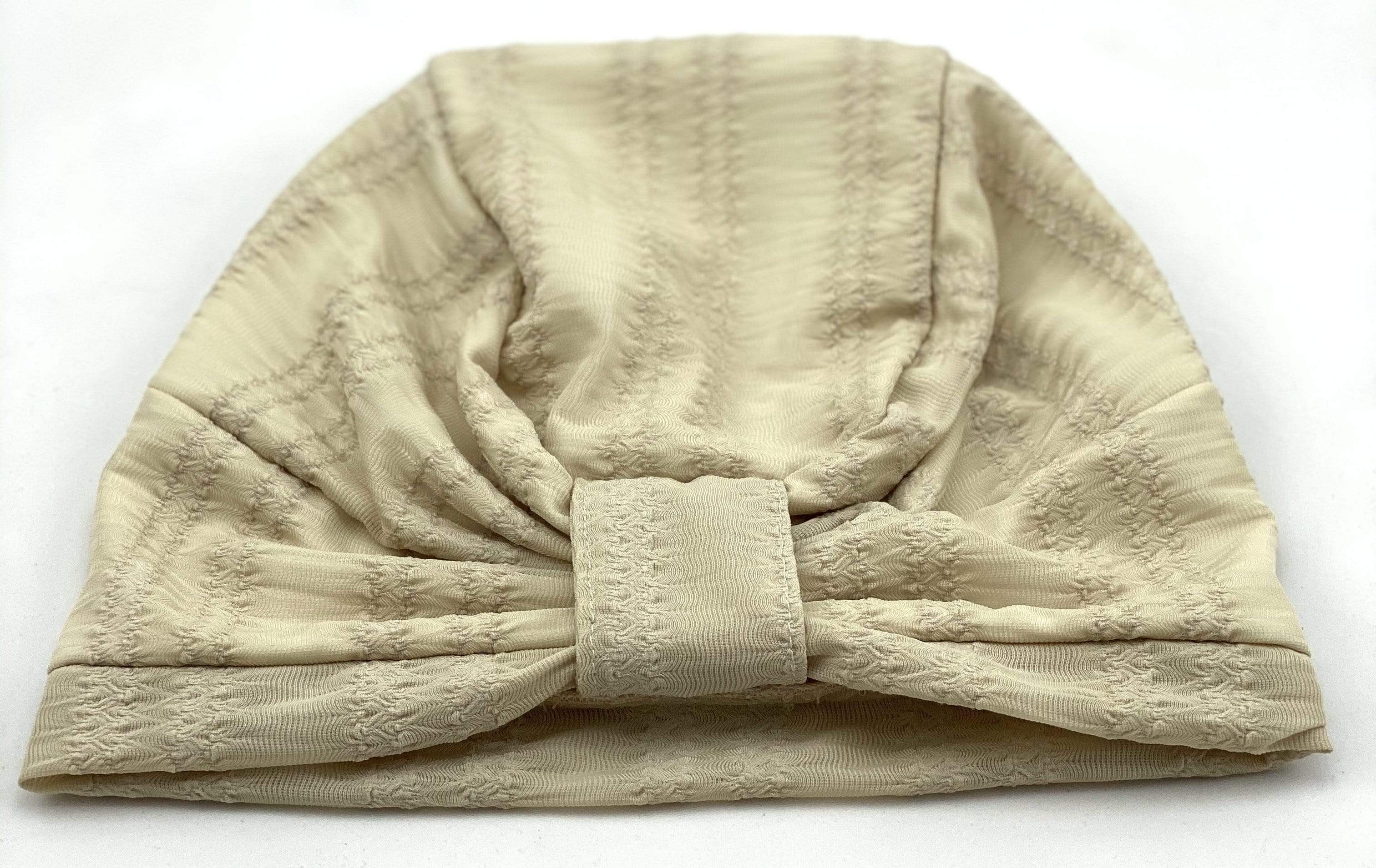 Ivory Lace Beanie | Jersey Lace - Ivory | Turbans Stuff – Turbansstuff