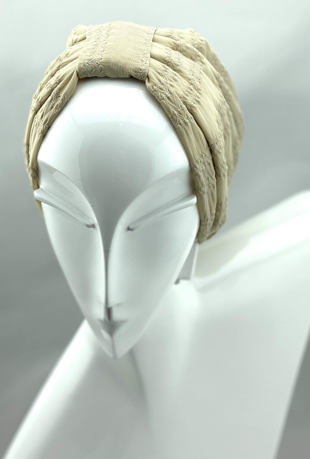 Ivory Lace Beanie | Jersey Lace - Ivory | Turbans Stuff – Turbansstuff