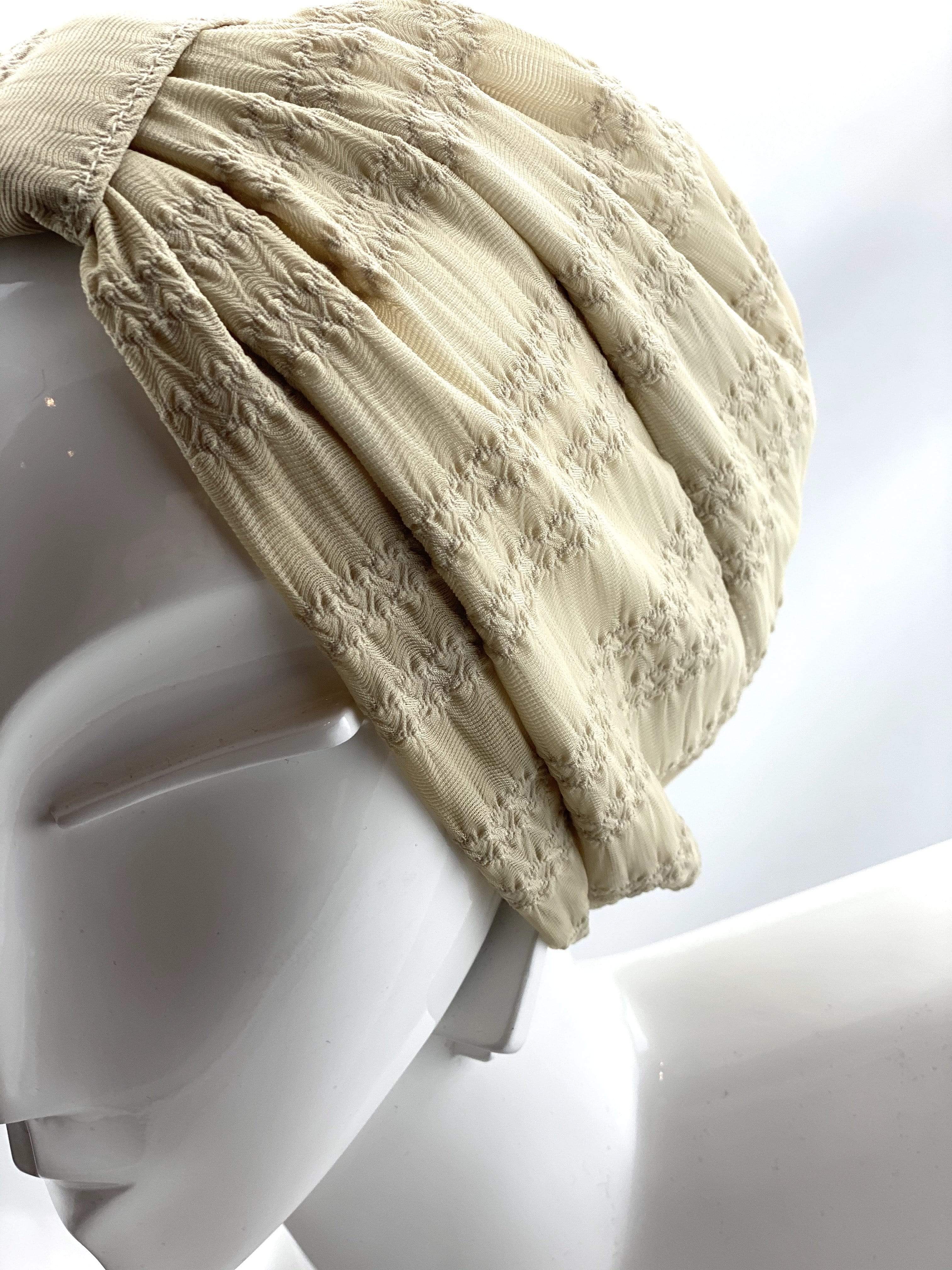 Ivory Lace Beanie | Jersey Lace - Ivory | Turbans Stuff – Turbansstuff