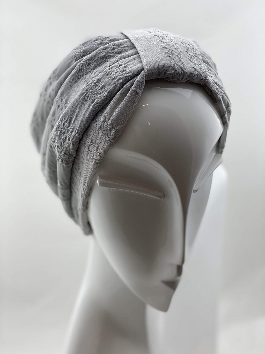Light Grey Lace Beanie | Jersey Lace - Light Grey | Turbans Stuff ...