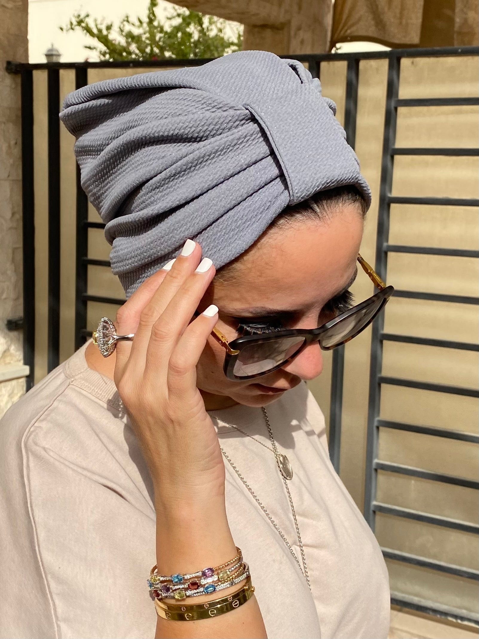 Grey Shimmer Turban Women | Turban Basic Grey Shimmer | Turbans Stuff ...