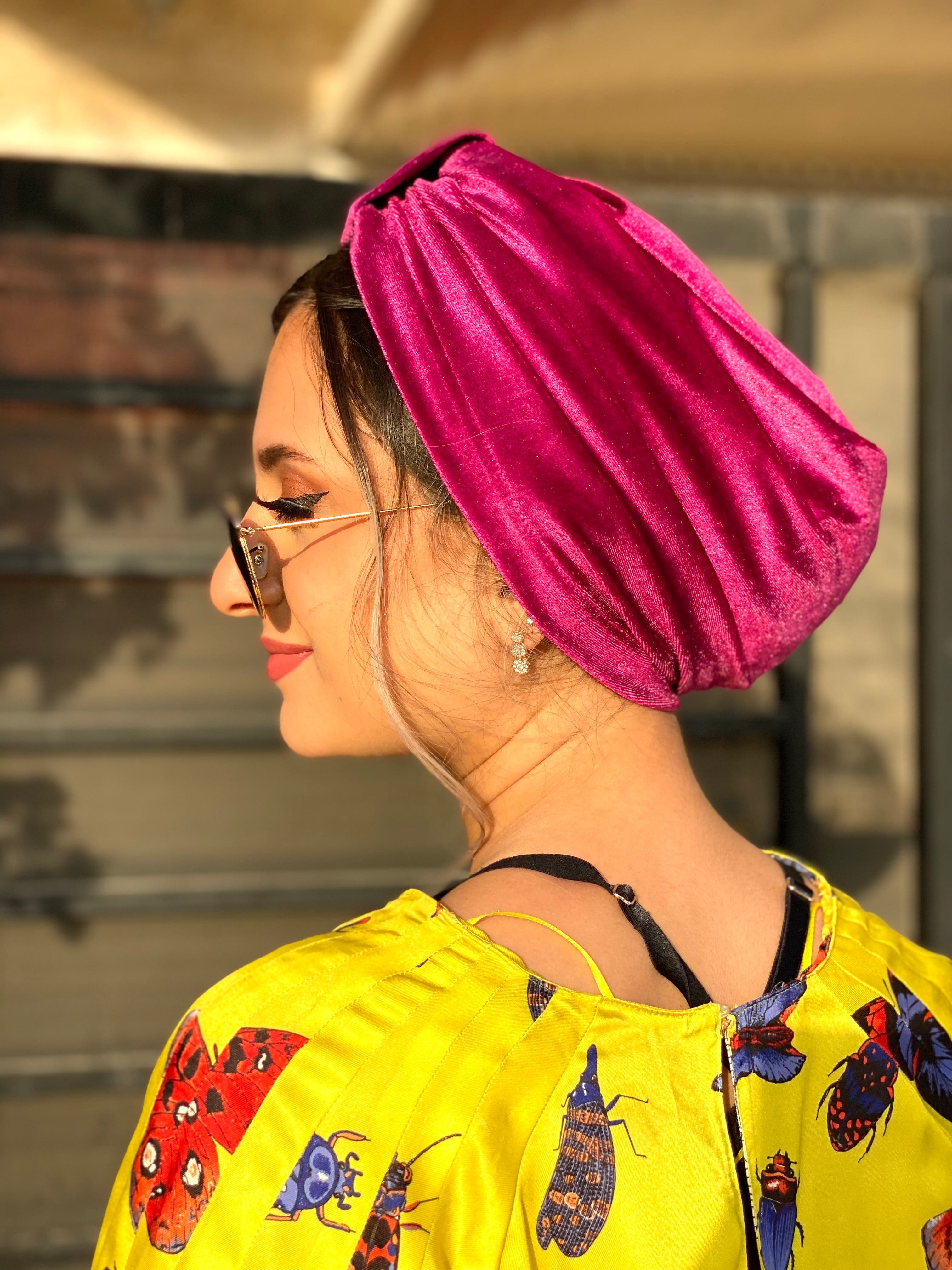 Head Wraps For Natural Hair | Velvet Turban - Fuchsia | Turbans Stuff ...