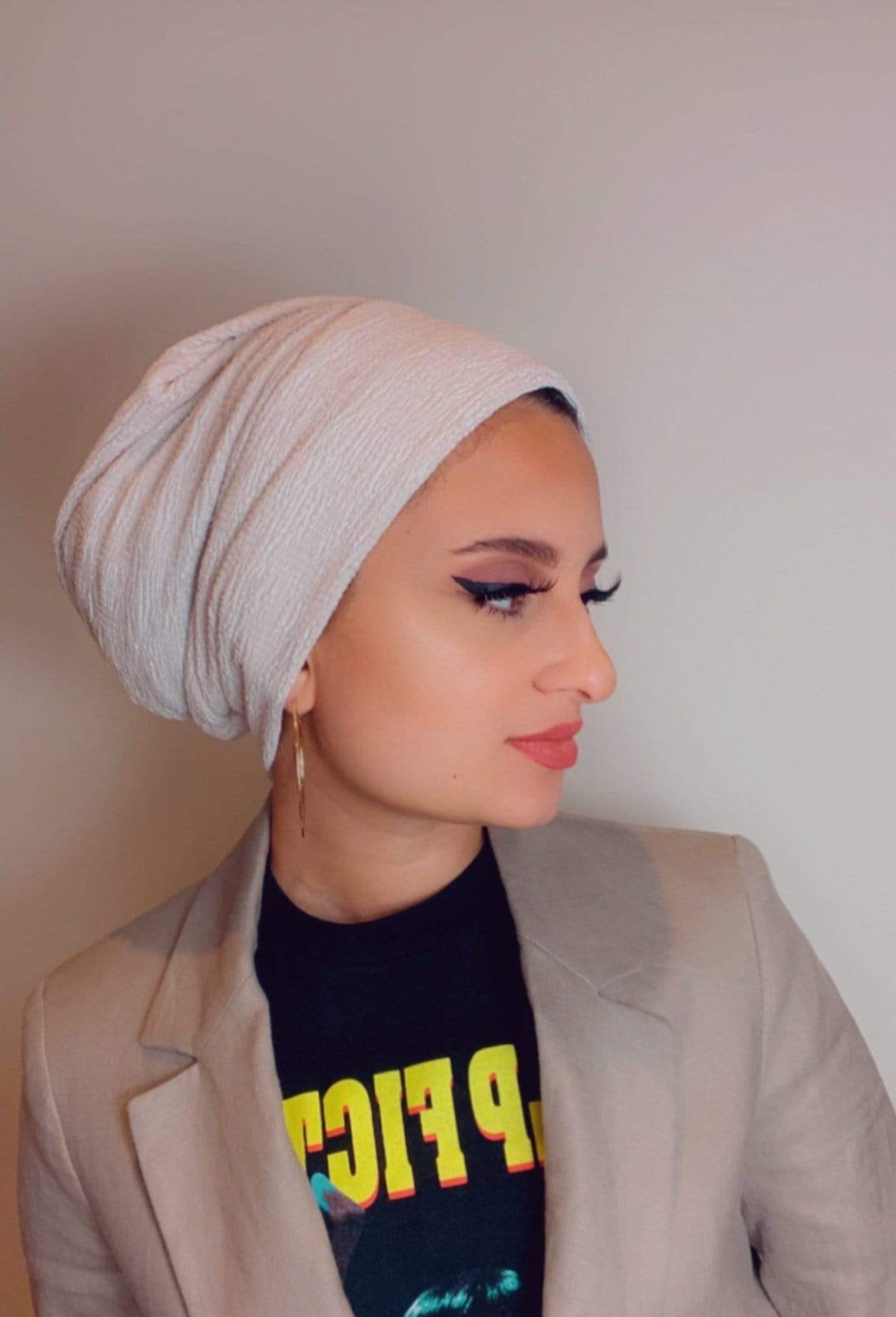 Ivory Pleated Beanie | Beanie Pleated - Ivory | Turbans Stuff ...